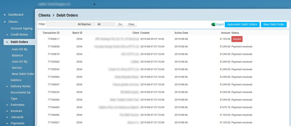 Debit Orders - Online Job Cards | Specialist Jobcard System | South ...